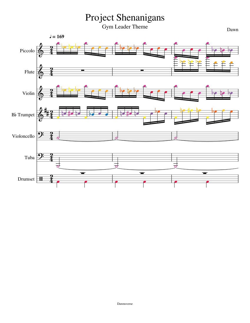 Project Shenanigans gym leader Sheet music for Tuba, Flute piccolo ...