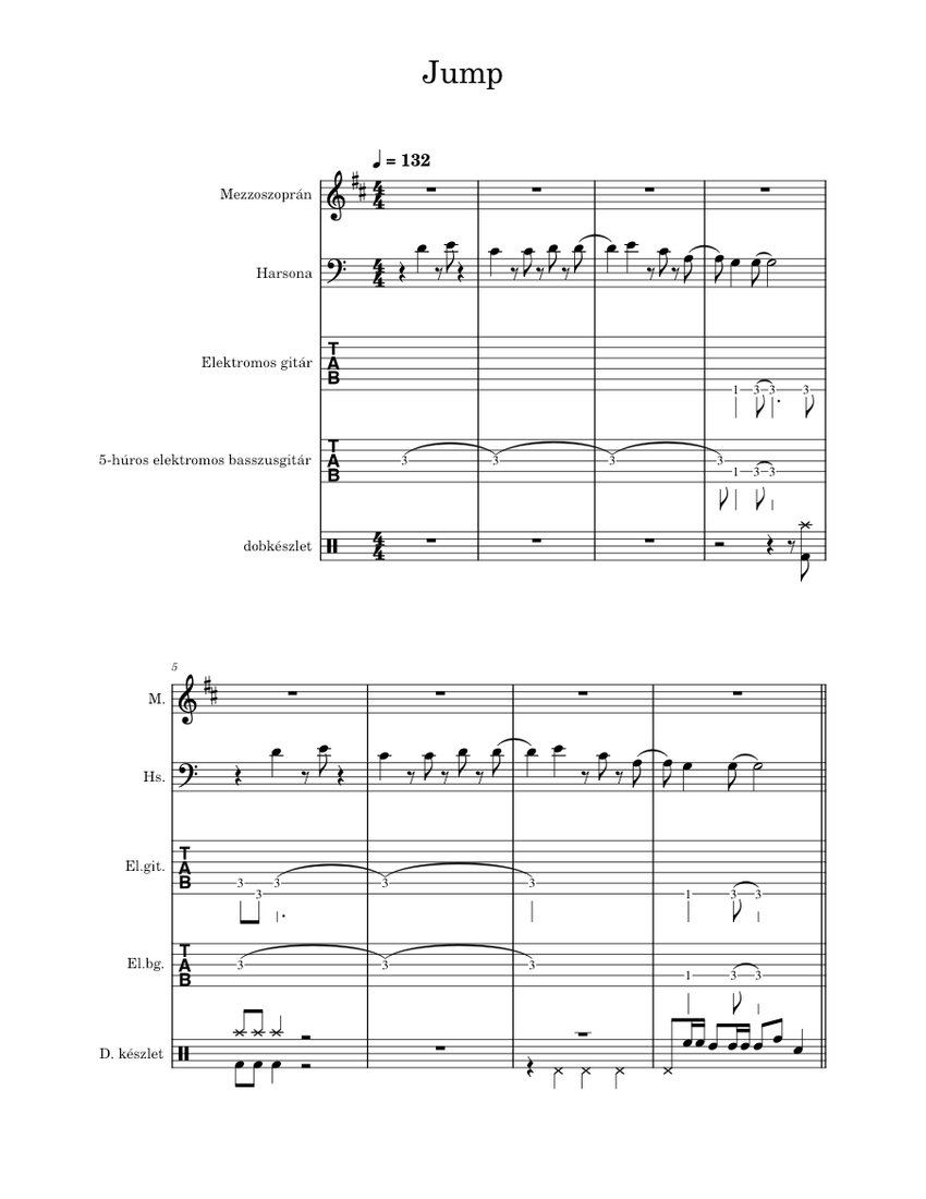 Kurzus Együttes - Jump Sheet music for Trombone, Mezzo soprano, Guitar ...