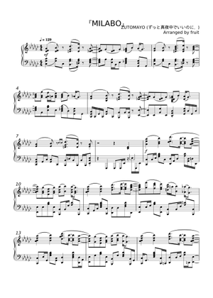 MILABO - ZUTOMAYO Sheet Music for Piano (Solo) | MuseScore.com