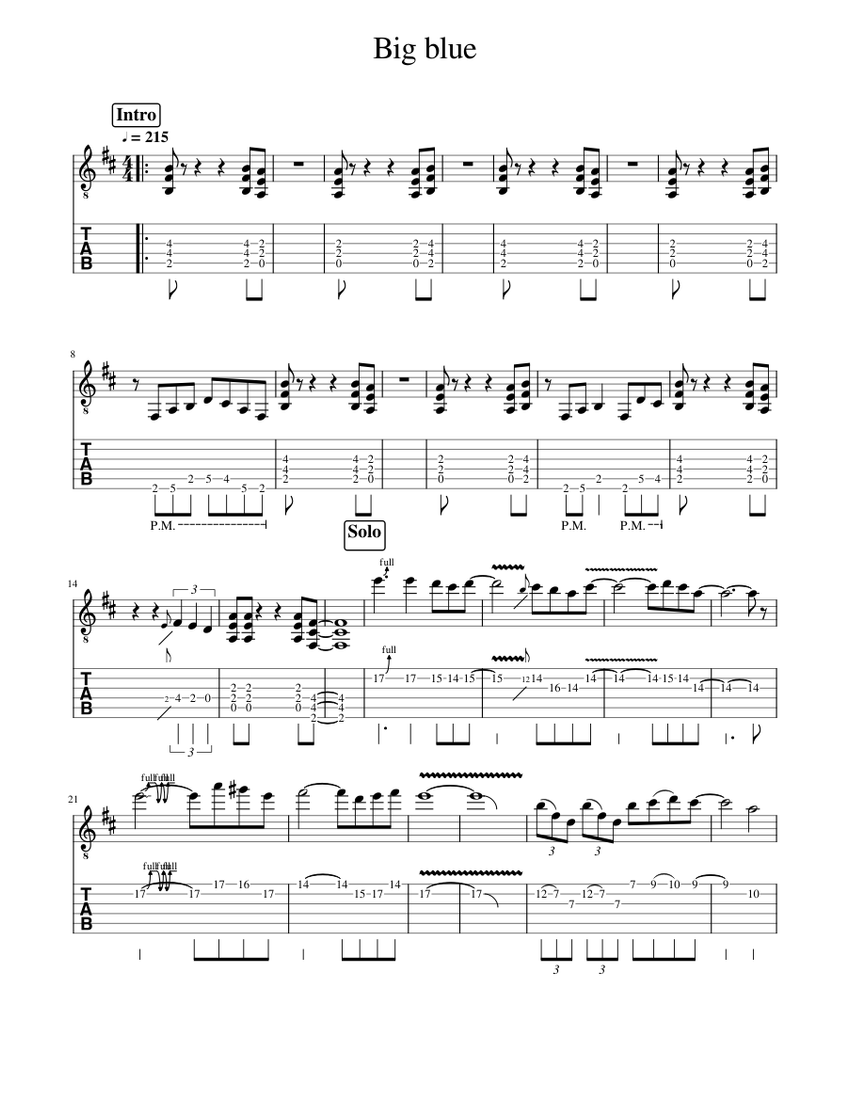 Big blue Sheet music for Guitar (Solo) | Musescore.com