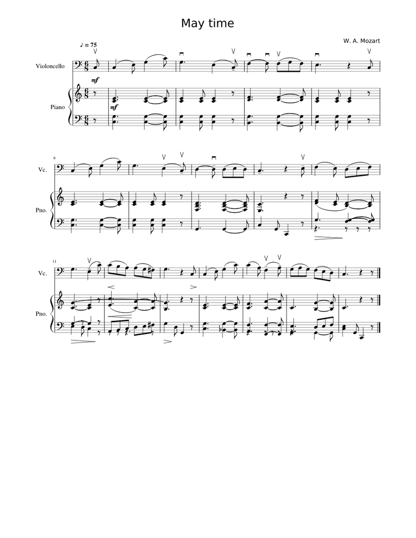 May time Sheet Music for Piano, Cello (Solo) | MuseScore.com
