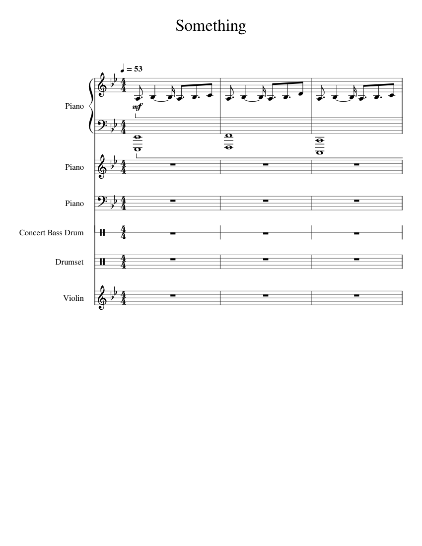 Something Else Sheet music for Piano, Violin, Drum group, Bass drum ...