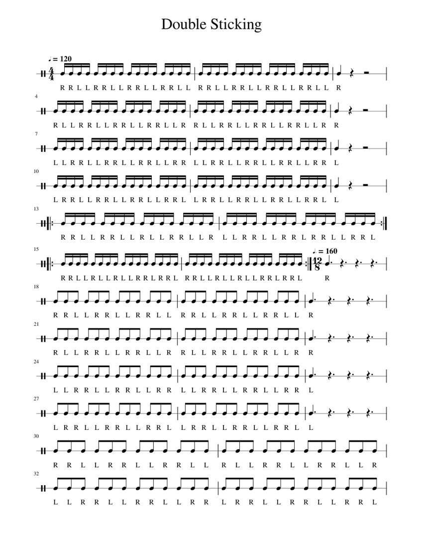 Double_Sticking Sheet music for Snare drum (Solo) | Musescore.com