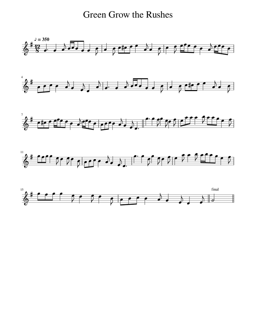 Green Grow the Rushes Sheet music for Piano (Solo) Easy | Musescore.com