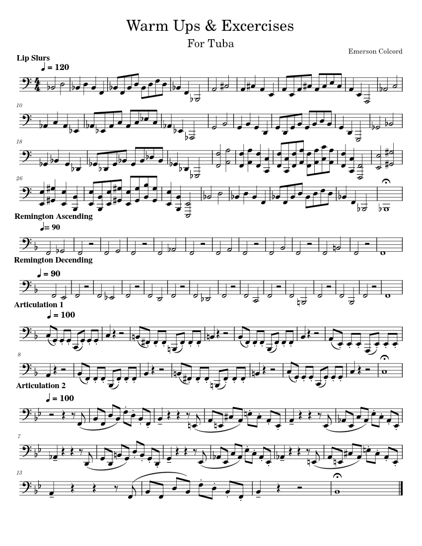 Warm Ups & Excercises Sheet music for Brass (other) (Solo) | Musescore.com