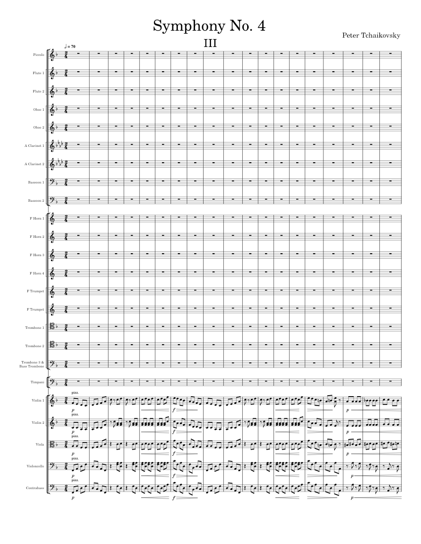 Symphony No.4, Op.36, Movt, 3 – Pyotr Ilyich Tchaikovsky Sheet music for Trombone, Flute piccolo ...