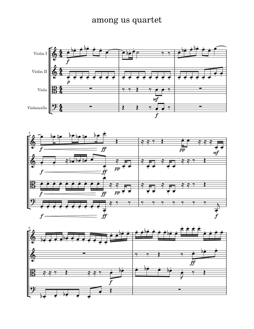 among us quartet Sheet Music for Violin, Viola, Cello (String Quartet ...