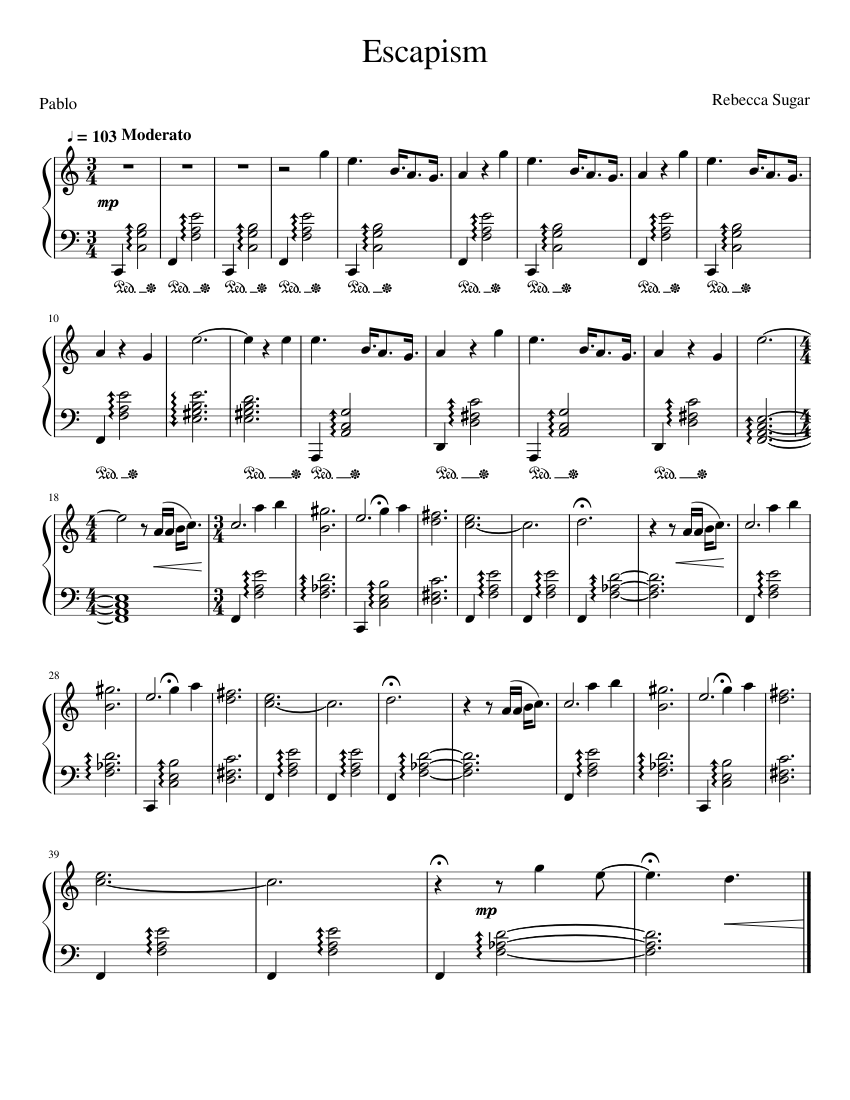 Escapism Sheet music for Piano (Solo) | Musescore.com