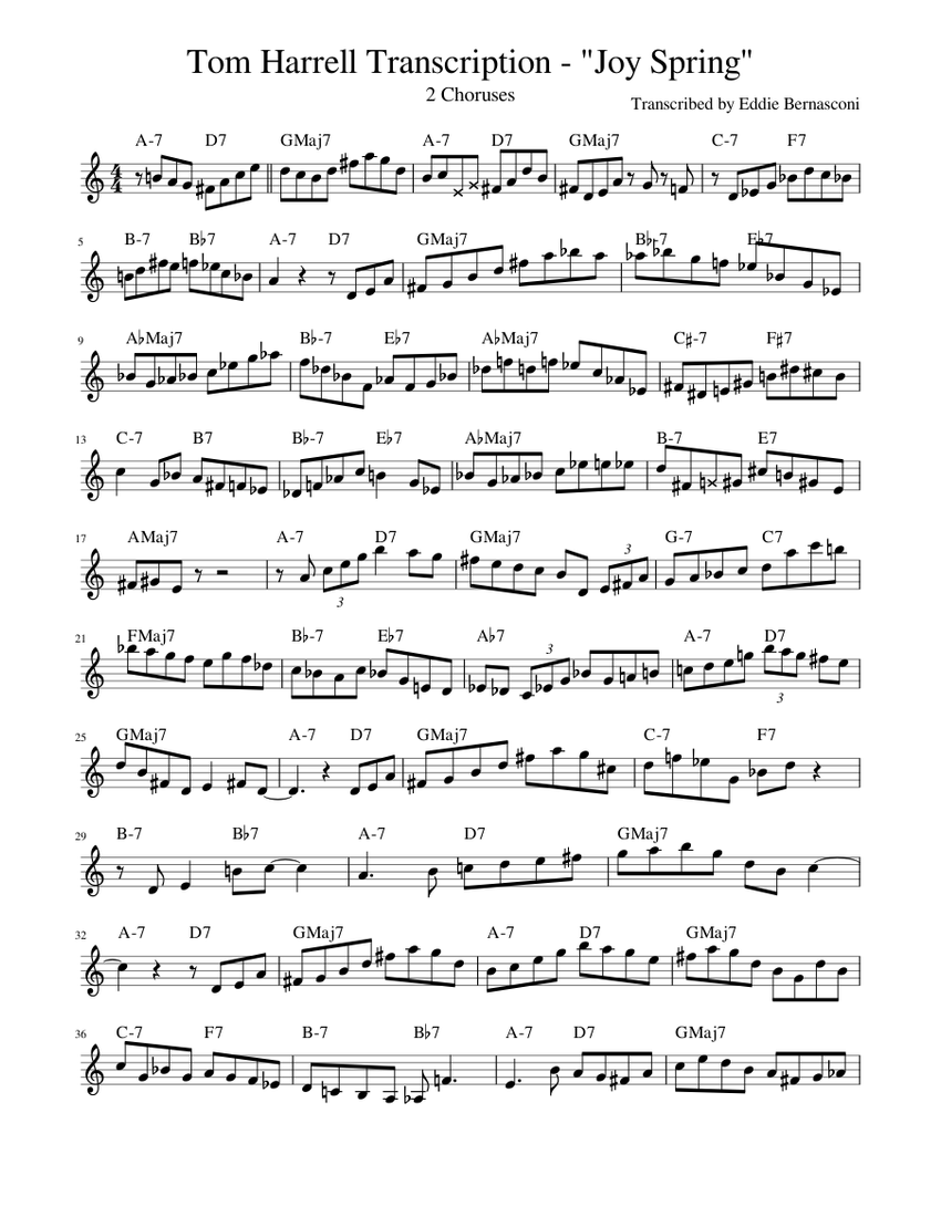 Tom Harrell Transcription 22Joy Spring 22 Sheet music for Piano (Solo ...