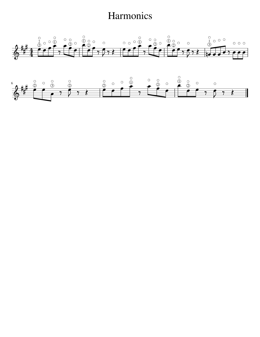 Harmonics Sheet Music for Violin (Solo) | MuseScore.com