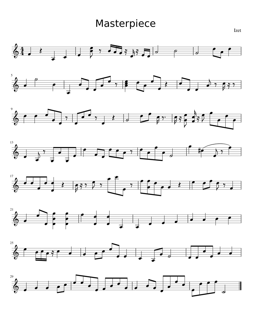 Masterpiece Sheet Music for Piano (Solo) Easy | MuseScore.com