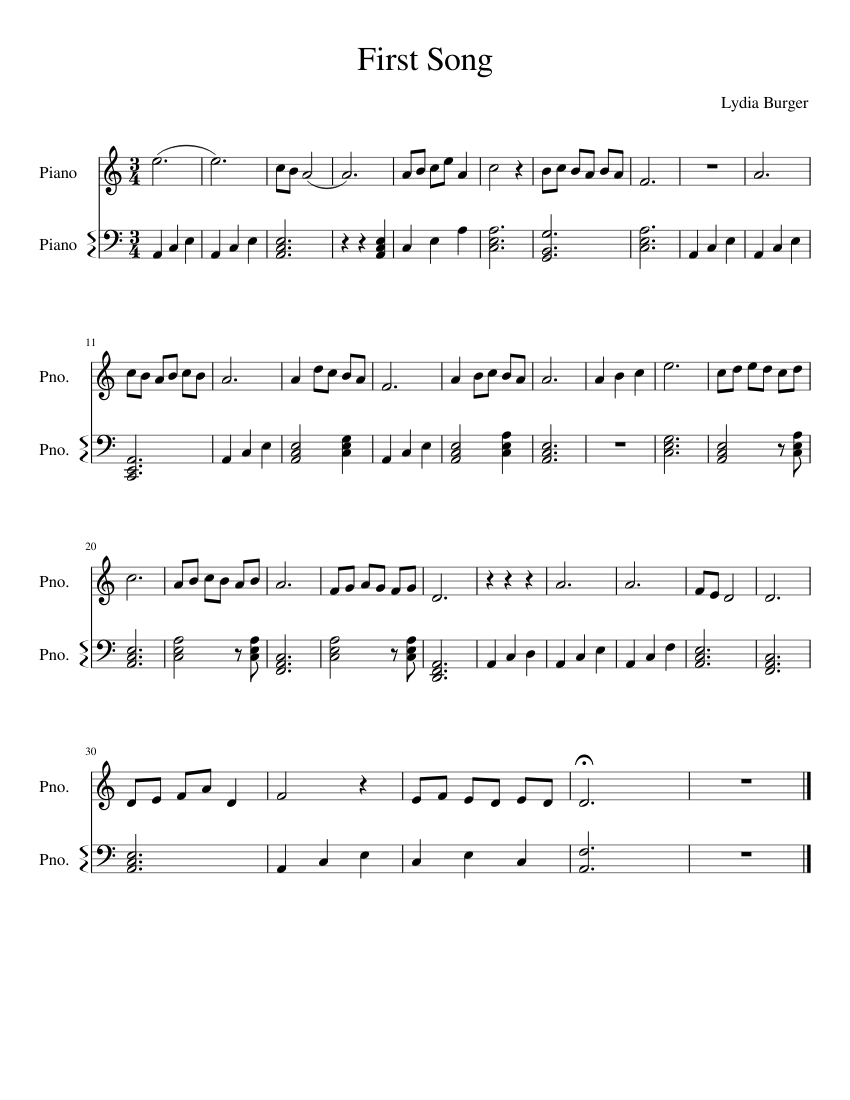 First Song Sheet music for Piano (Piano Duo) | Musescore.com