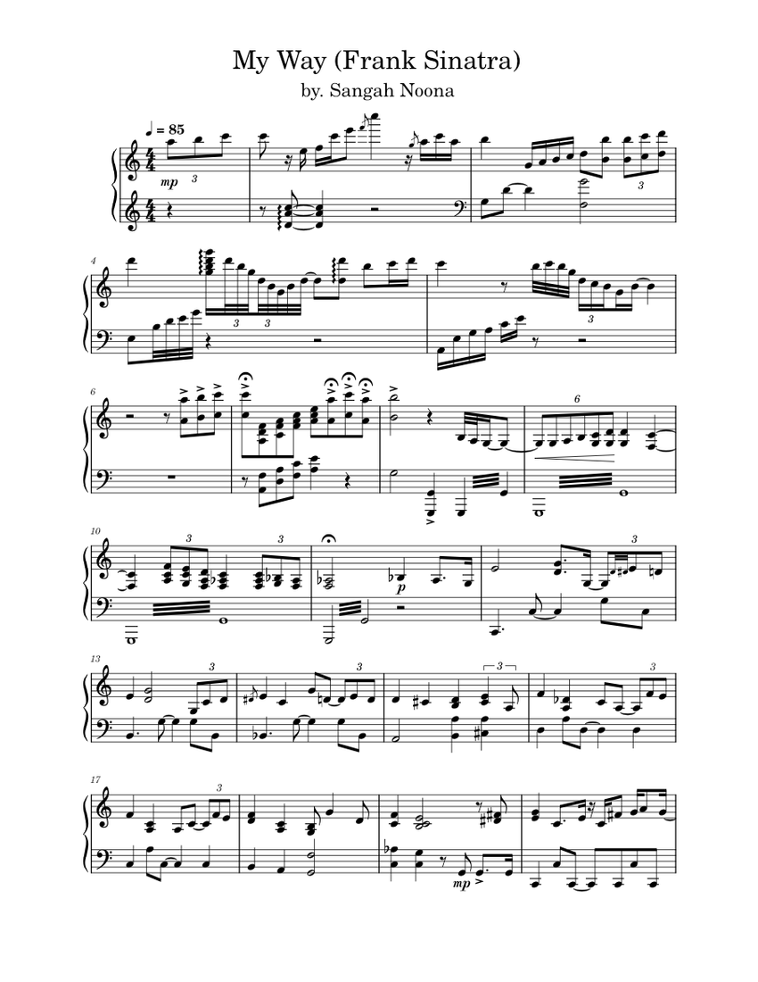 My Way (Frank Sinatra) Sheet music for Piano (Solo) | Musescore.com