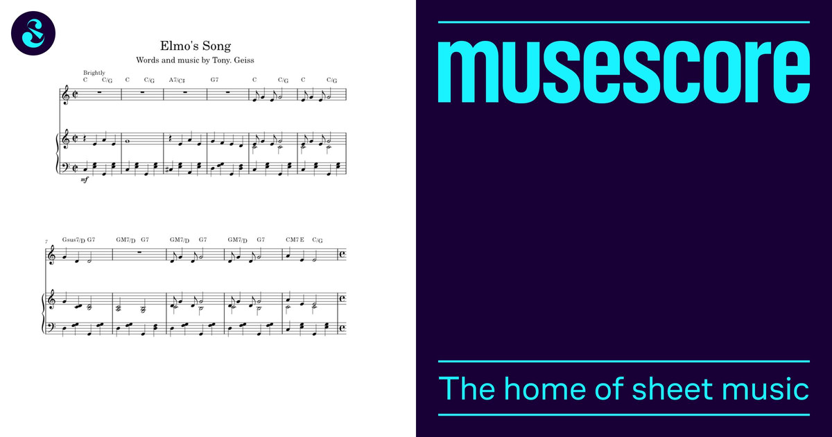 Elmo's Song – Sesame Street Sheet Music for Piano, Synthesizer (Mixed ...