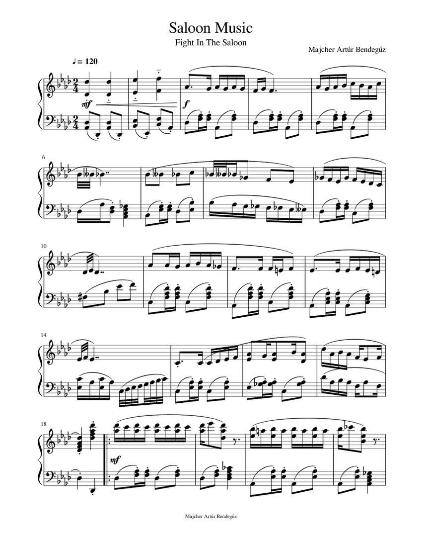 Saloon Music Sheet Music for Piano (Solo) | MuseScore.com
