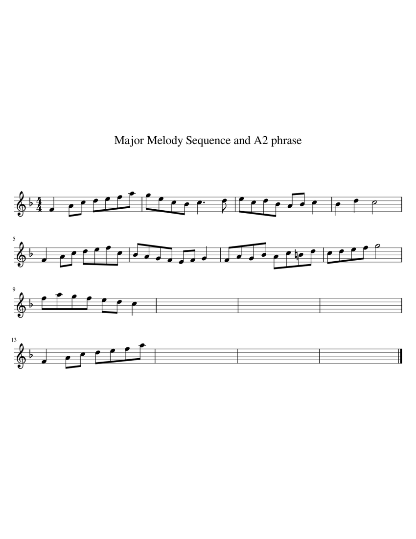 Major Melody Sequence and A2 phrase Sheet music for Piano (Solo) Easy ...
