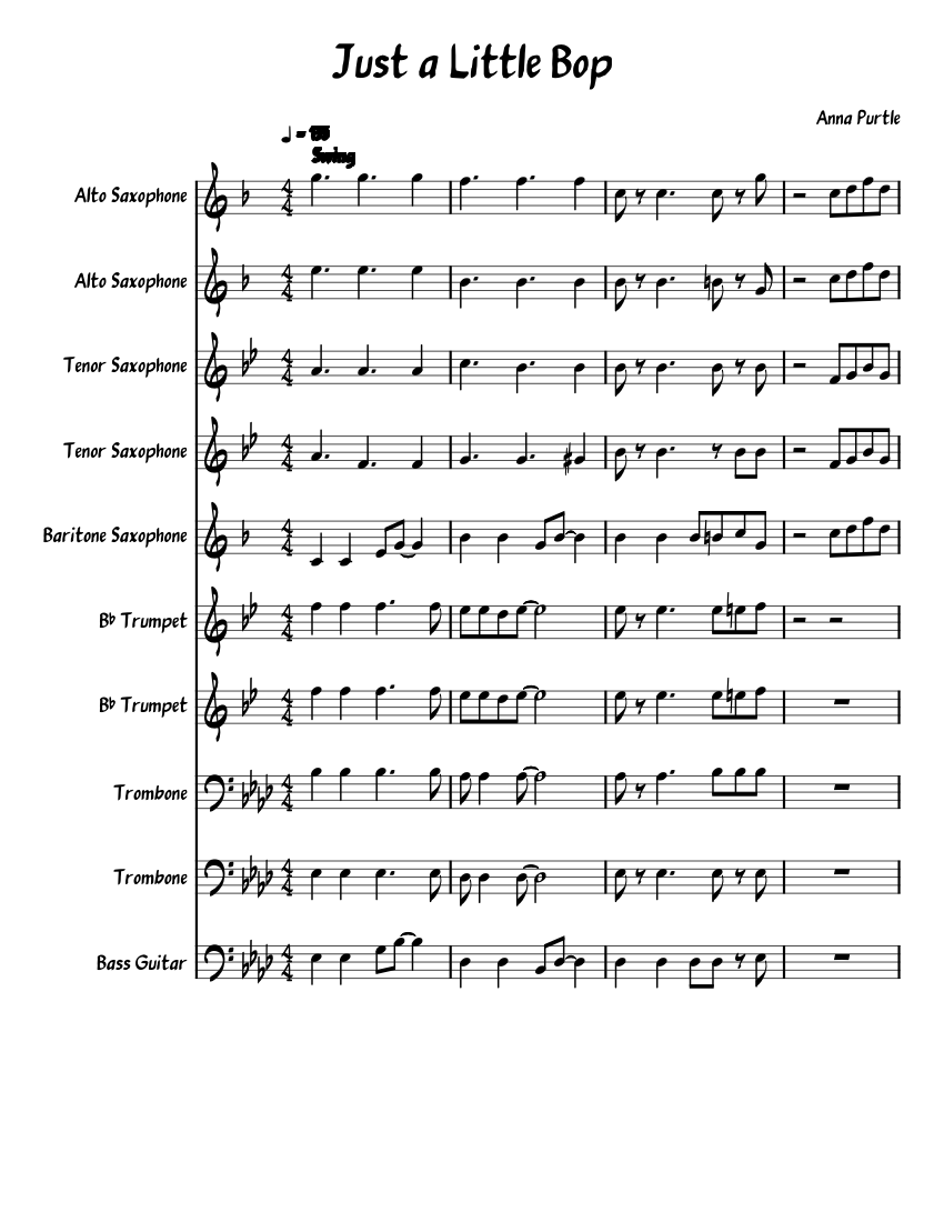 Just a Little Bop Sheet music for Trombone, Saxophone alto, Saxophone ...