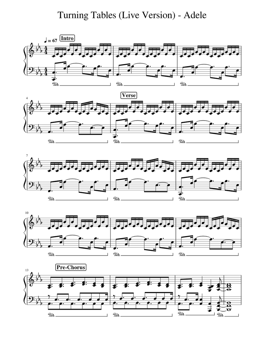 Turning Tables (new) (Live Version) - Adele Sheet music for Piano (Solo) | Musescore.com