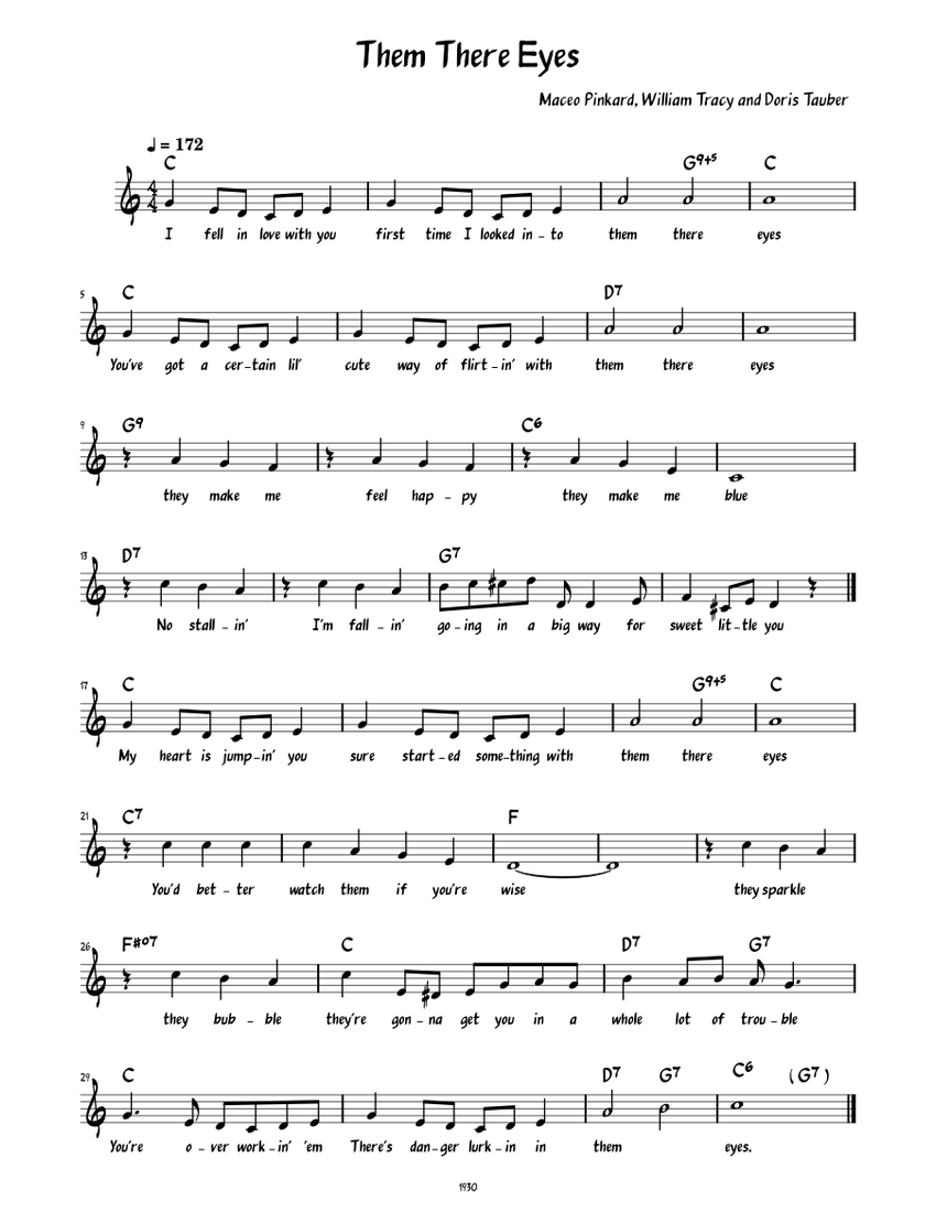 Them There Eyes (Lead sheet with lyrics ) Sheet Music with Chords for ...