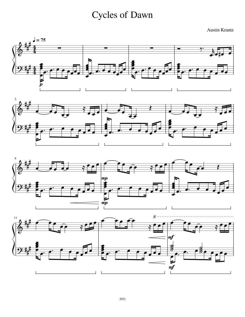 Cycles of Dawn Sheet music for Piano (Solo) | Musescore.com