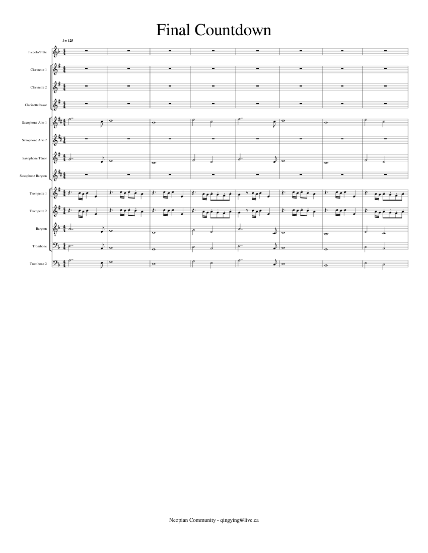 Final Countdown - Marching band Sheet music for Trombone, Trombone ...