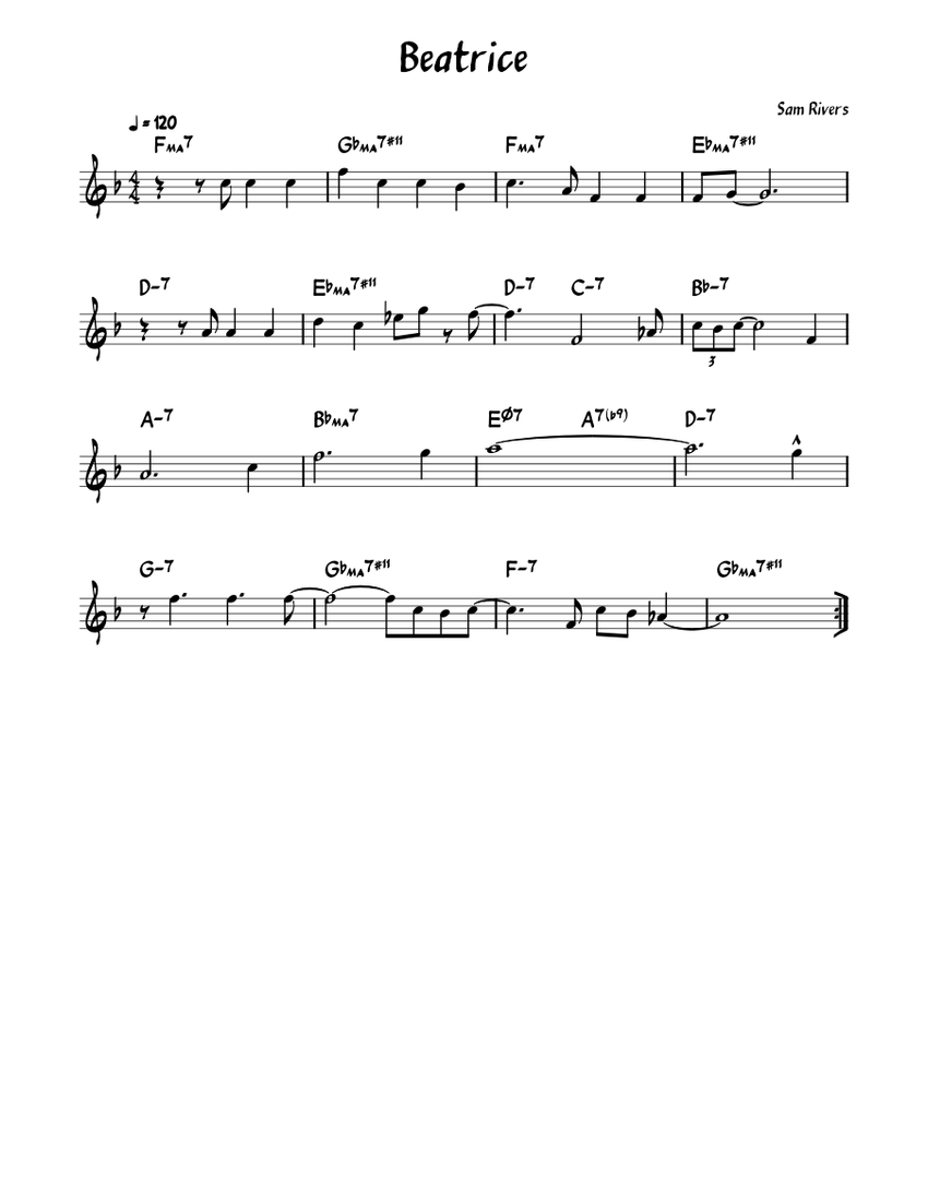 Beatrice Sheet Music with Chords for Piano (Solo) easy | MuseScore.com