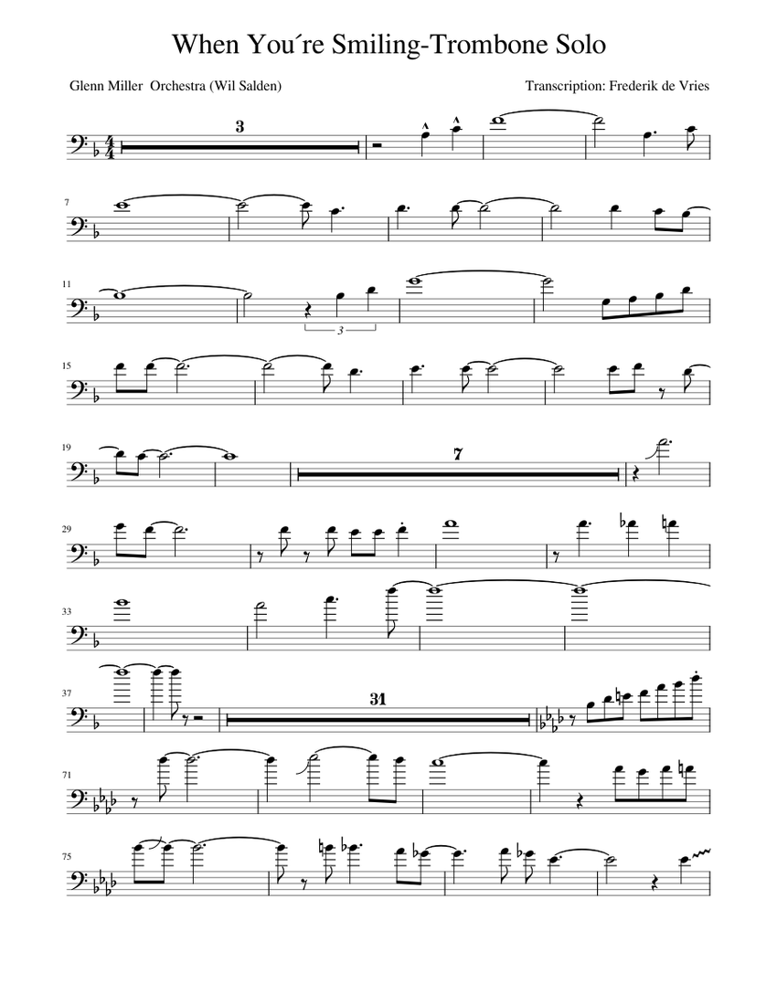 When_You´re_Smiling-Trombone_Solo Sheet music for Piano (Solo) Easy ...