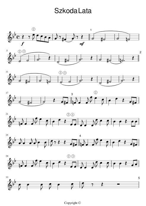 Szkoda Lata Sheet music for Piano (Solo) | Musescore.com