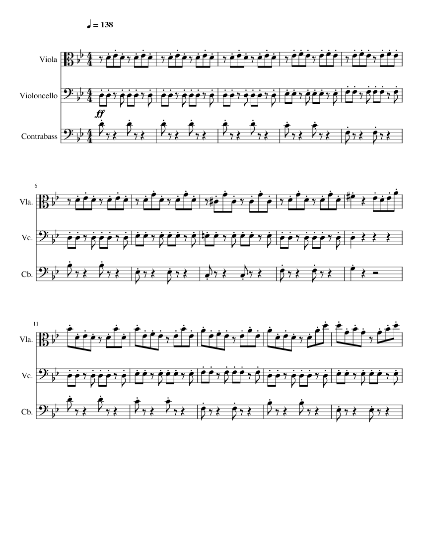 VVC Sheet music for Contrabass, Viola, Cello (Mixed Trio) | Musescore.com
