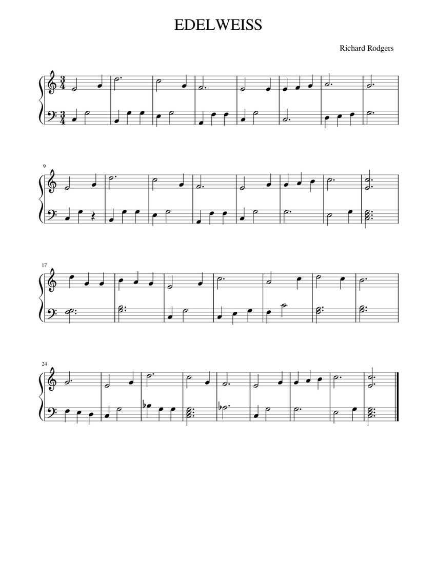 EDELWEISS Sheet music for Piano (Solo) Easy | Musescore.com