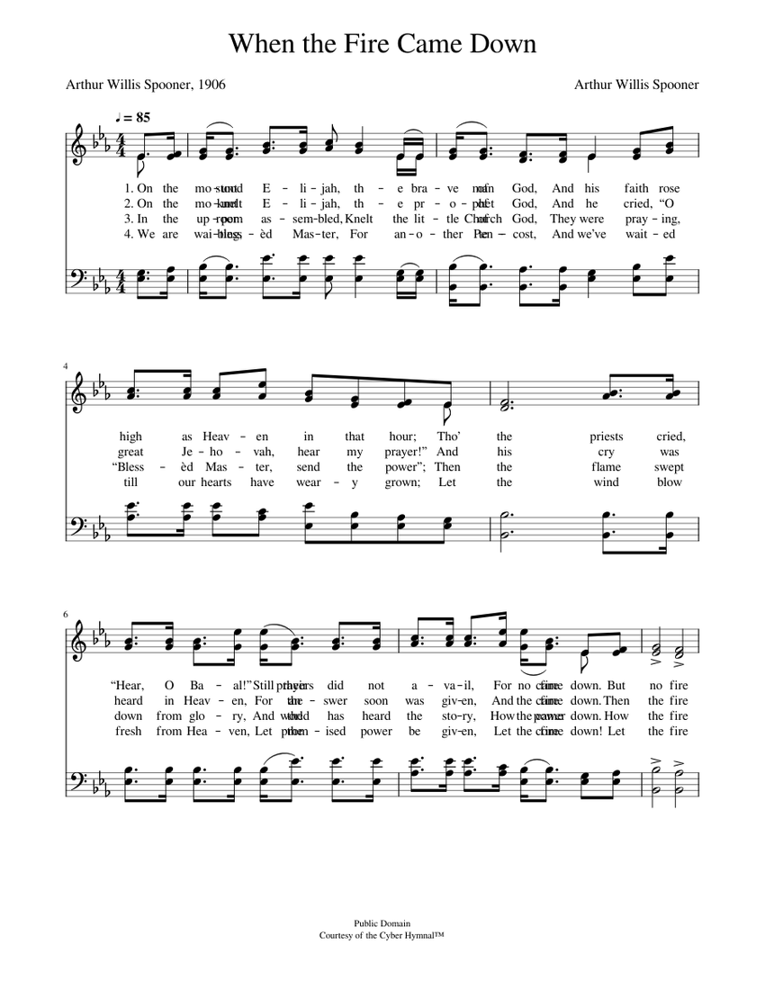 When the fire came down - Arthur W. Spooner Sheet music for Piano ...