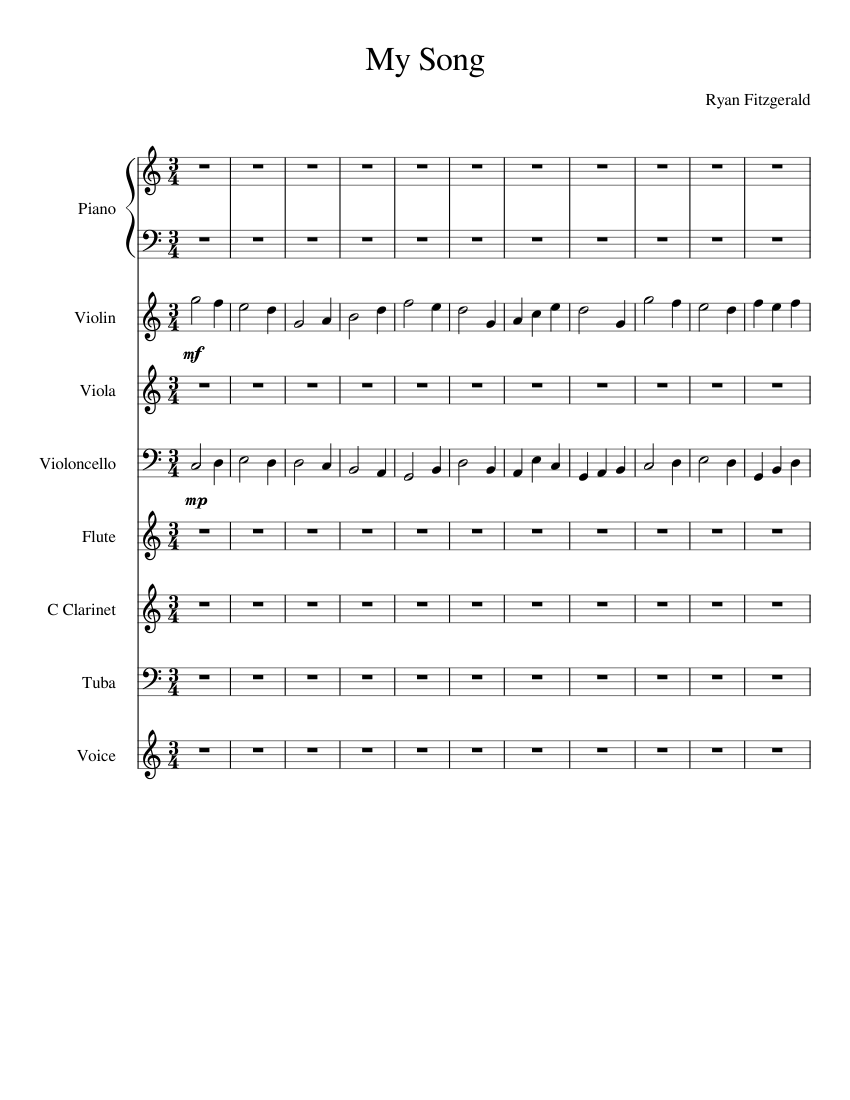 My Song Sheet music for Piano, Tuba, Vocals, Flute & more instruments ...