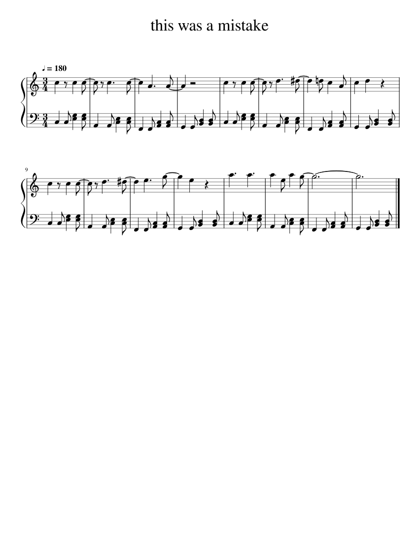 this was a mistake Sheet music for Piano (Solo) Easy | Musescore.com