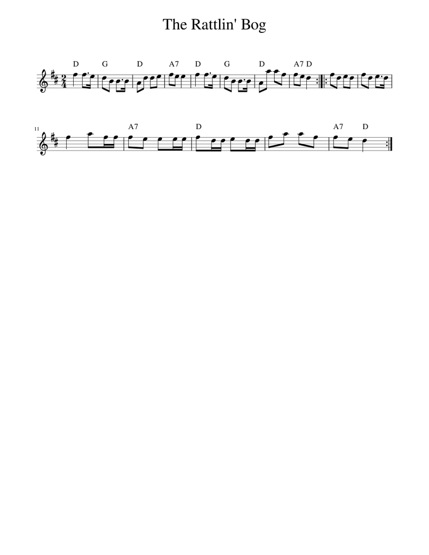 The Rattlin' Bog Sheet Music with Chords for Piano (Solo) easy ...