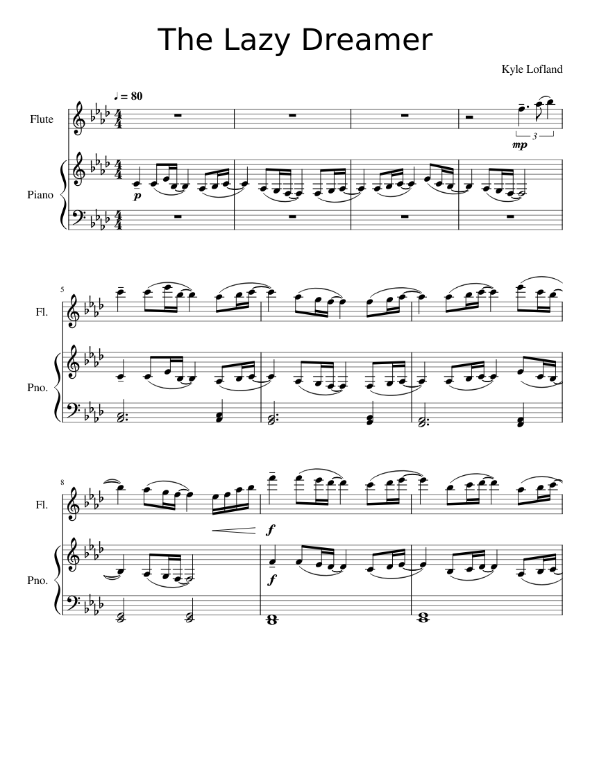 The Lazy Dreamer Sheet music for Piano, Flute (Mixed Duet) | Musescore.com