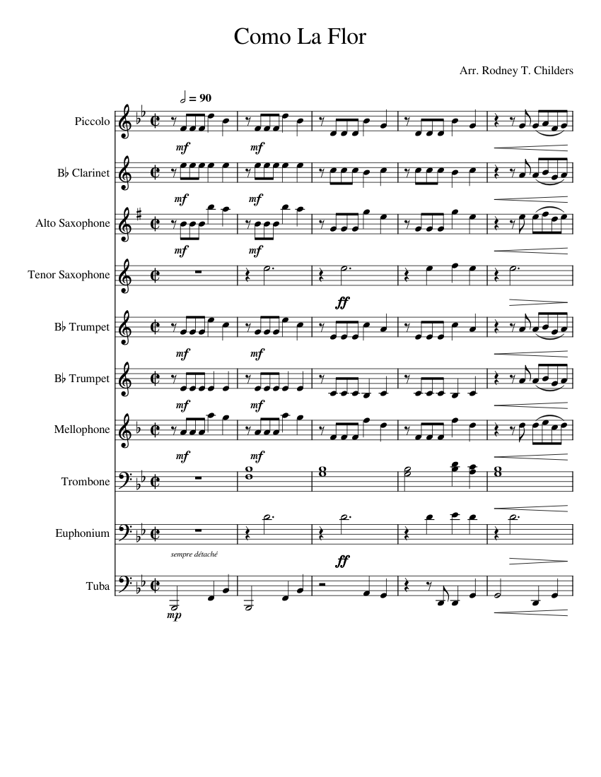 Como La Flor – Selena Sheet Music for Trombone, Euphonium, Tuba ...