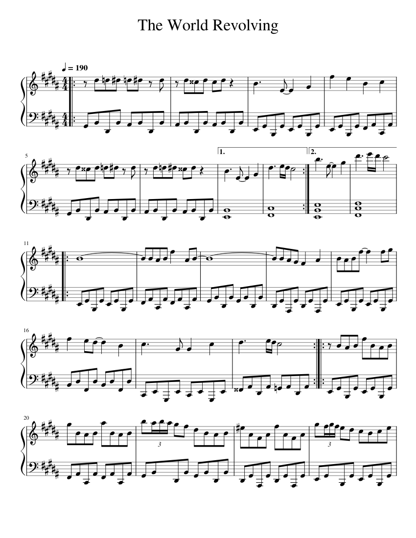 The World Revolving Sheet Music for Piano (Solo) Easy | MuseScore.com