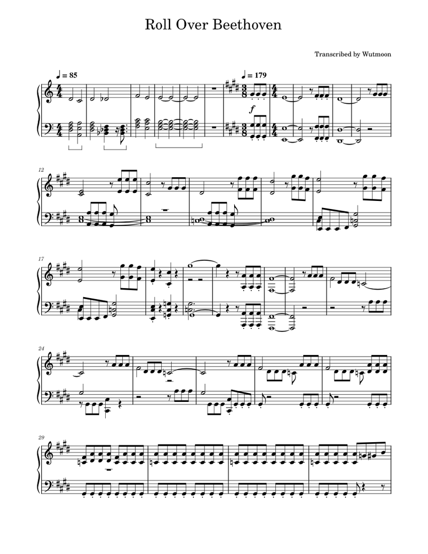 Roll over beethoven Electric Light Orchestra Sheet music for Piano Solo Musescore