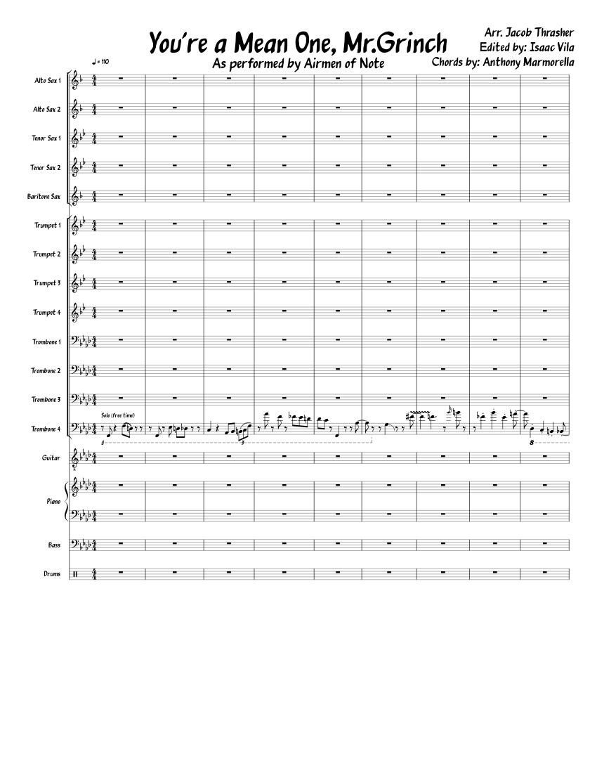 You're a Mean One, Mr.Grinch (Airmen of Note) Sheet Music with Chords ...
