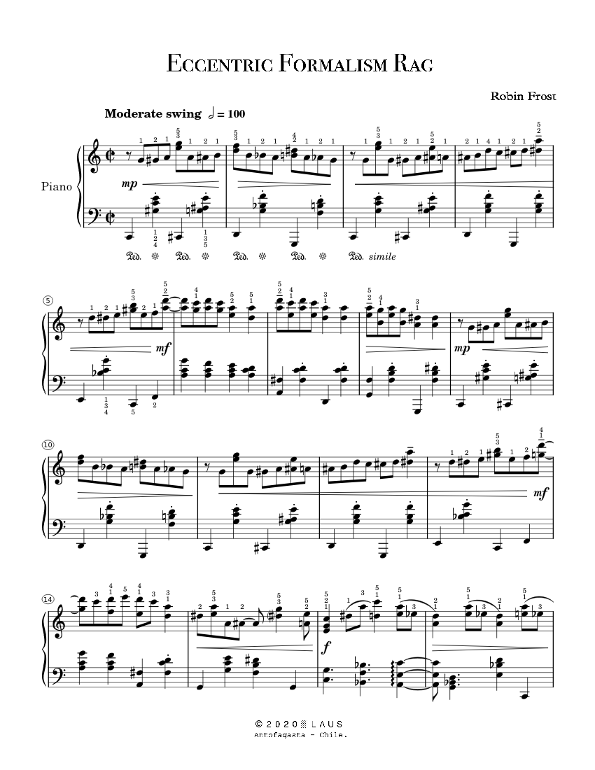 Eccentric Formalism Rag (Ragtime) - Robin Frost Sheet Music for Piano ...