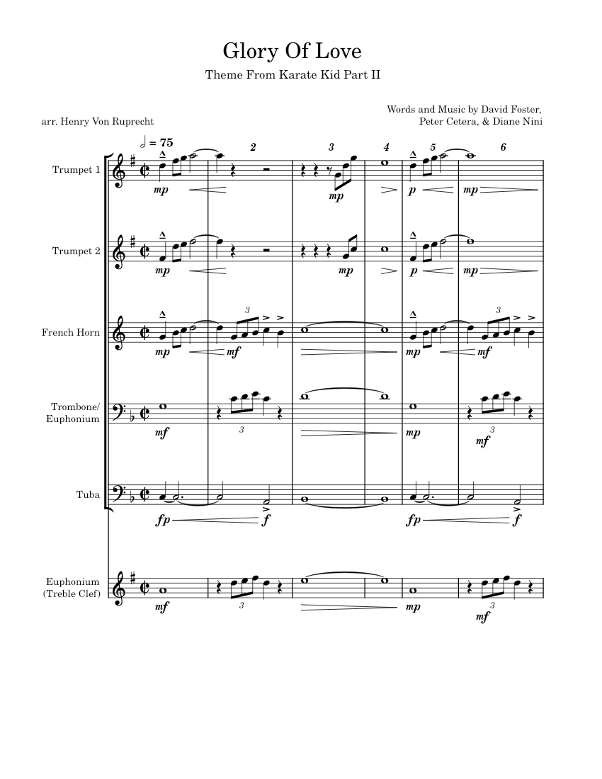 Glory Of Love – David Foster, Peter Cetera Sheet Music for Trombone ...
