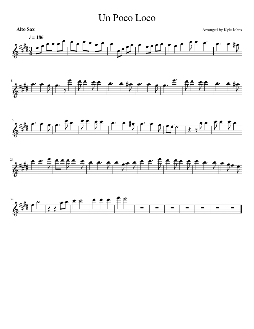Un Poco Loco Sheet Music for Saxophone alto (Solo) | MuseScore.com