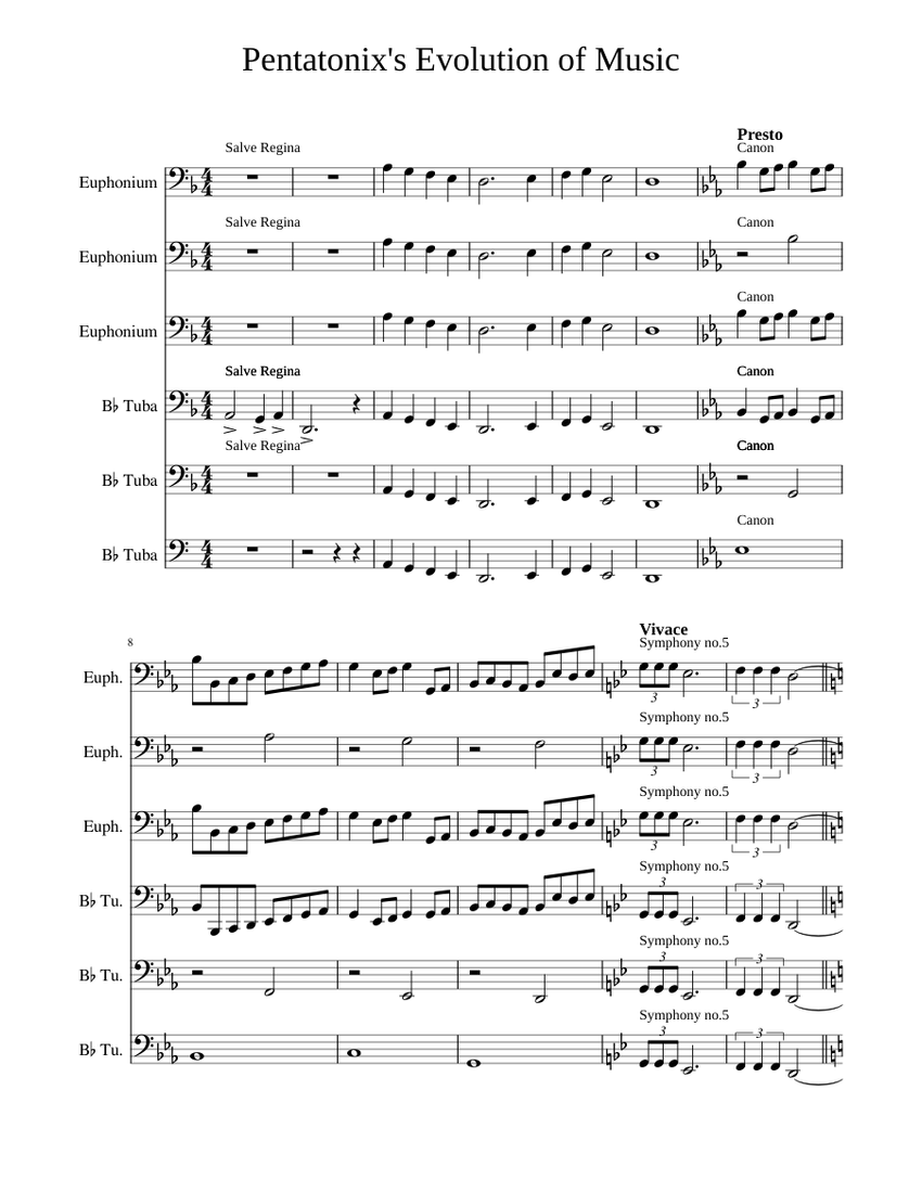Evolution of music Sheet music for Euphonium, Tuba (Brass Ensemble ...