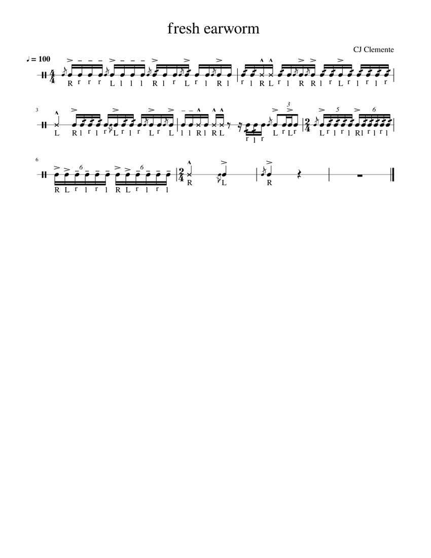 fresh_earworm Sheet music for Snare drum (Solo) | Musescore.com