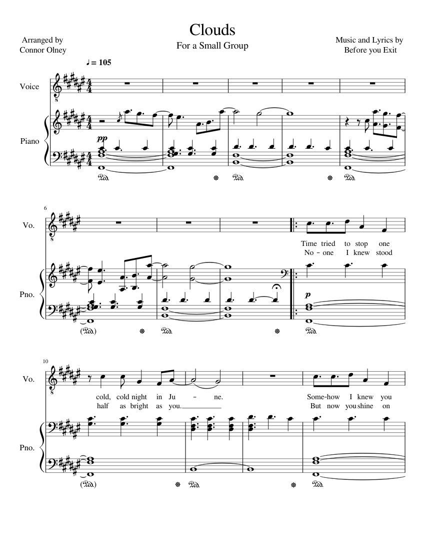 Clouds Sheet Music for Piano, Vocals (Solo) | MuseScore.com