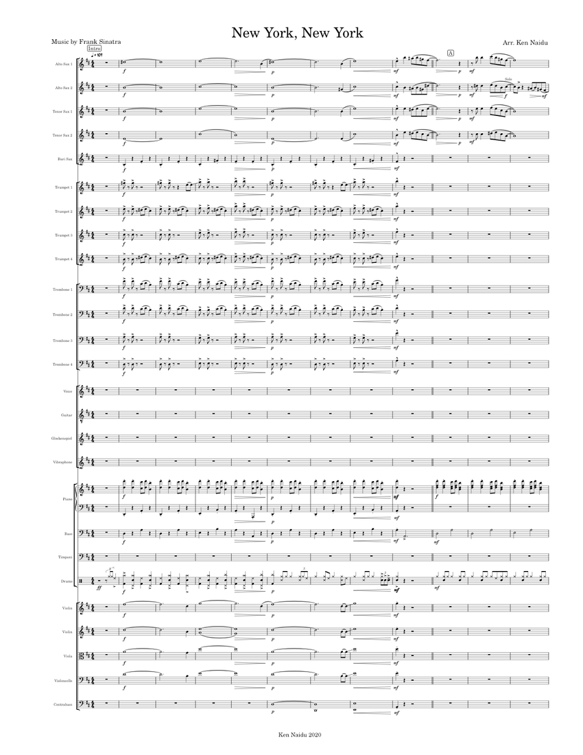 Frank Sinatra | New York, New York Sheet music for Piano, Trombone ...