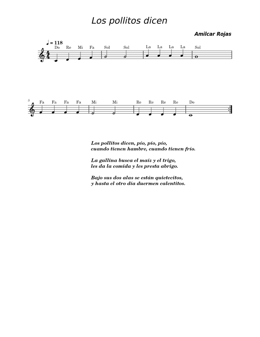 Los pollitos dicen Sheet music for Piano (Solo) Easy | Musescore.com