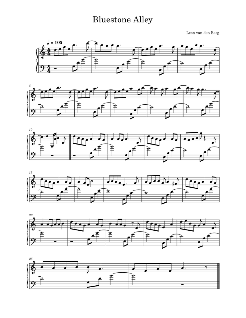 Bluestone Alley – Congfei Wei Sheet Music for Piano (Solo) Easy ...