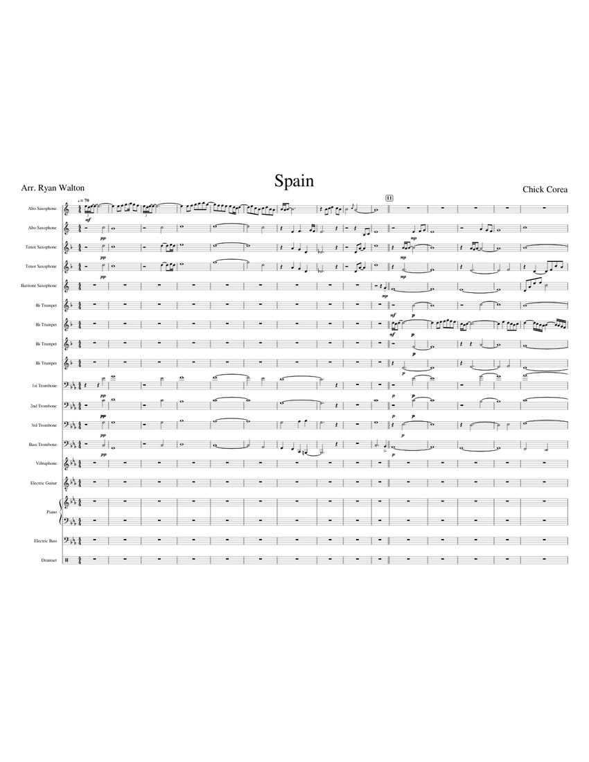 Spain Sheet Music with Chords for Piano, Trombone, Trombone tenor ...