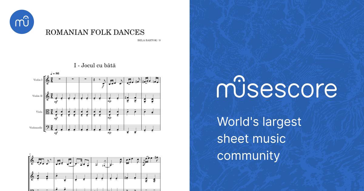 ROMANIAN FOLK DANCES Sheet Music for Violin, Viola, Cello (String Quartet) | MuseScore.com